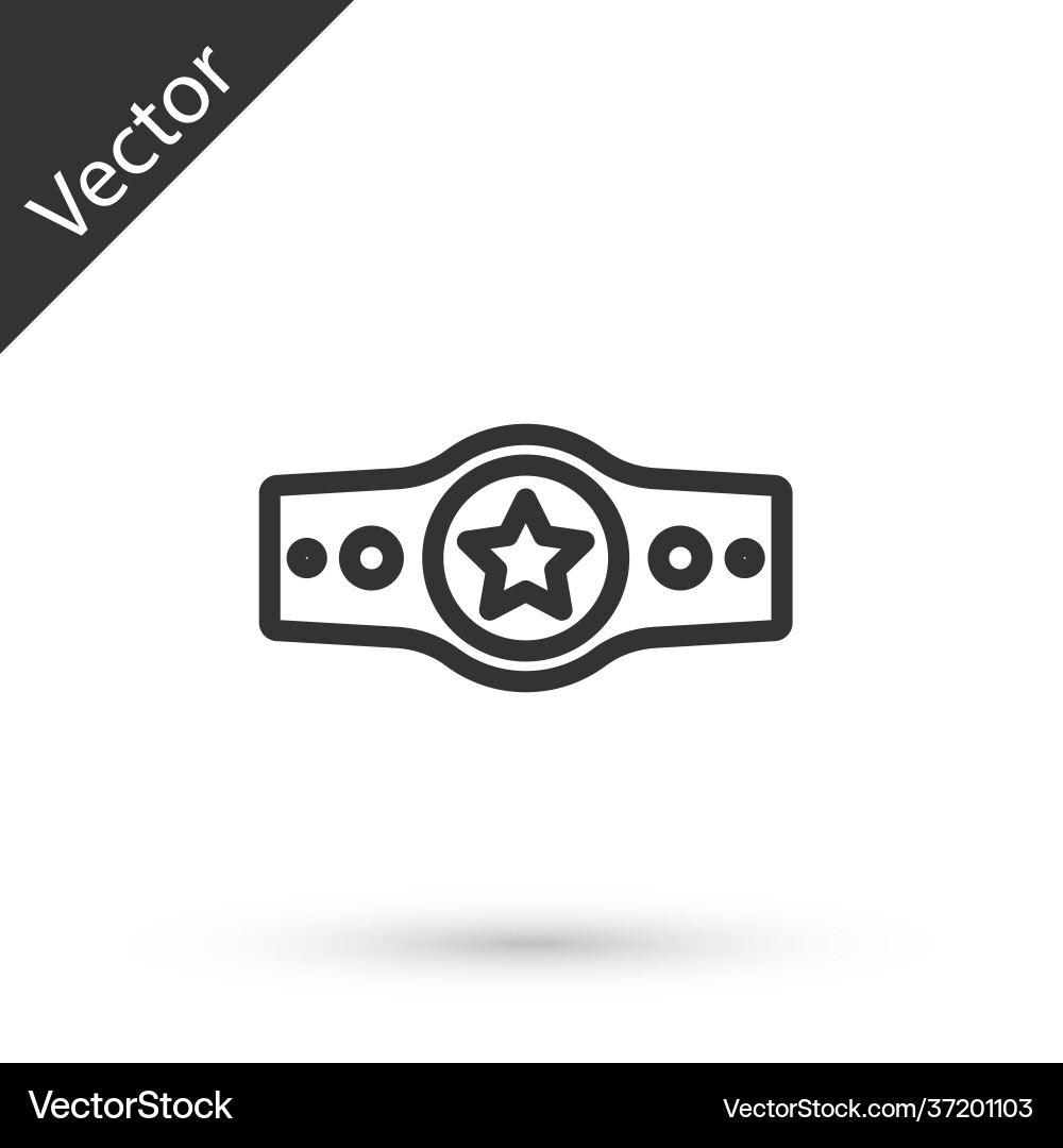 Grey line boxing belt icon isolated on white Vector Image