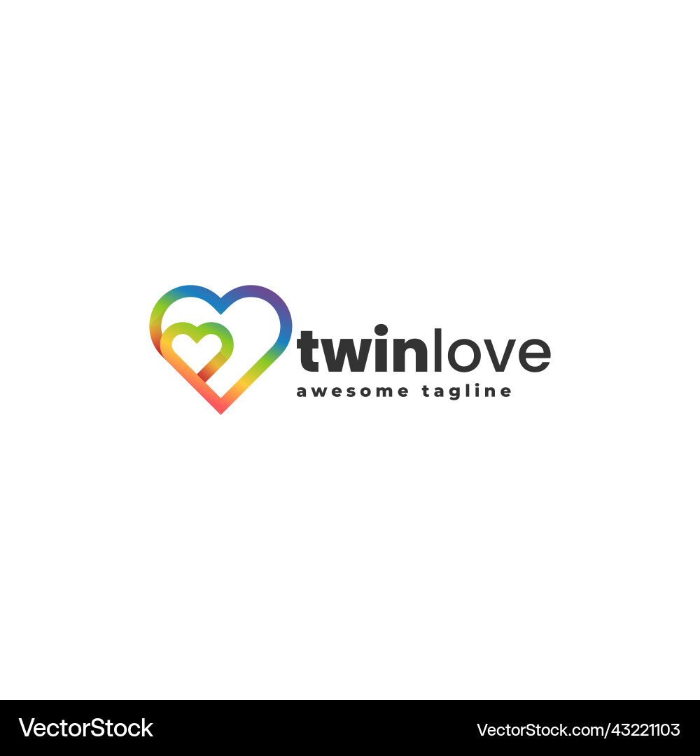 Logo twin love gradient line art style Royalty Free Vector