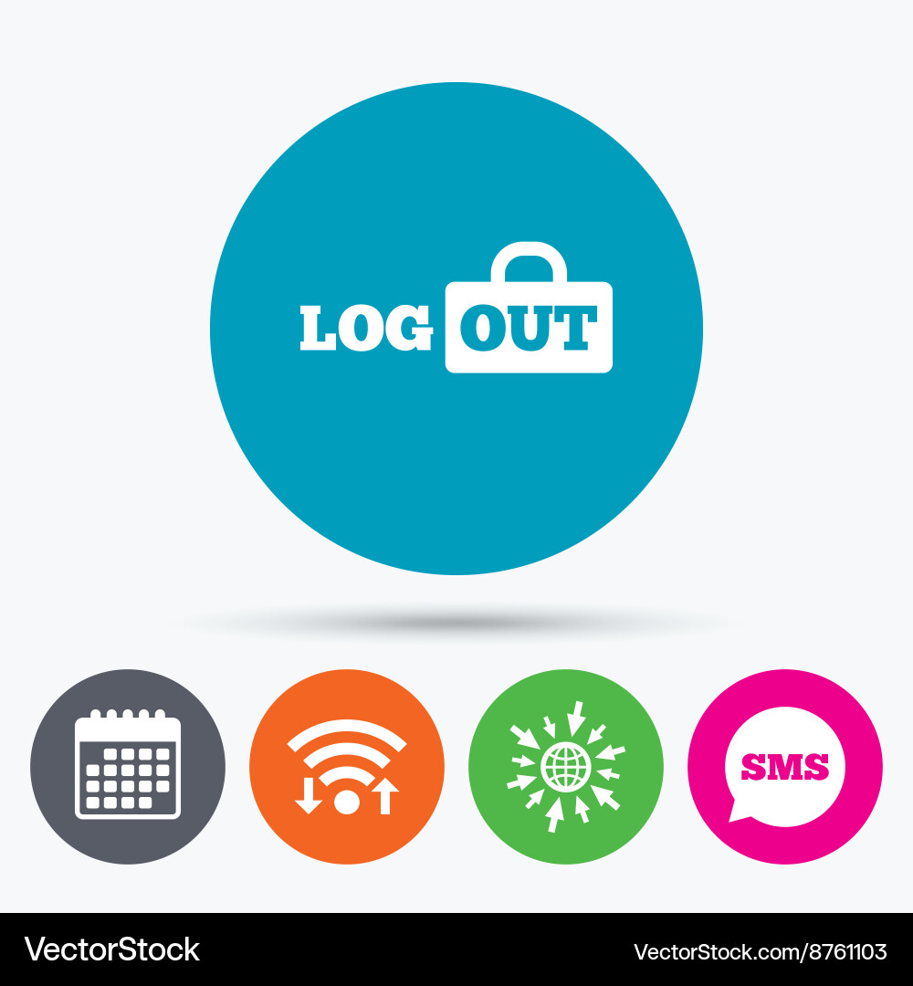 Logout sign icon log out symbol lock Royalty Free Vector