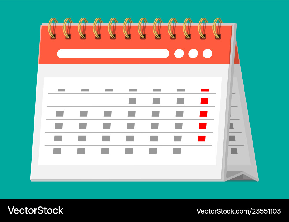 Paper spiral wall calendar flat icon Royalty Free Vector