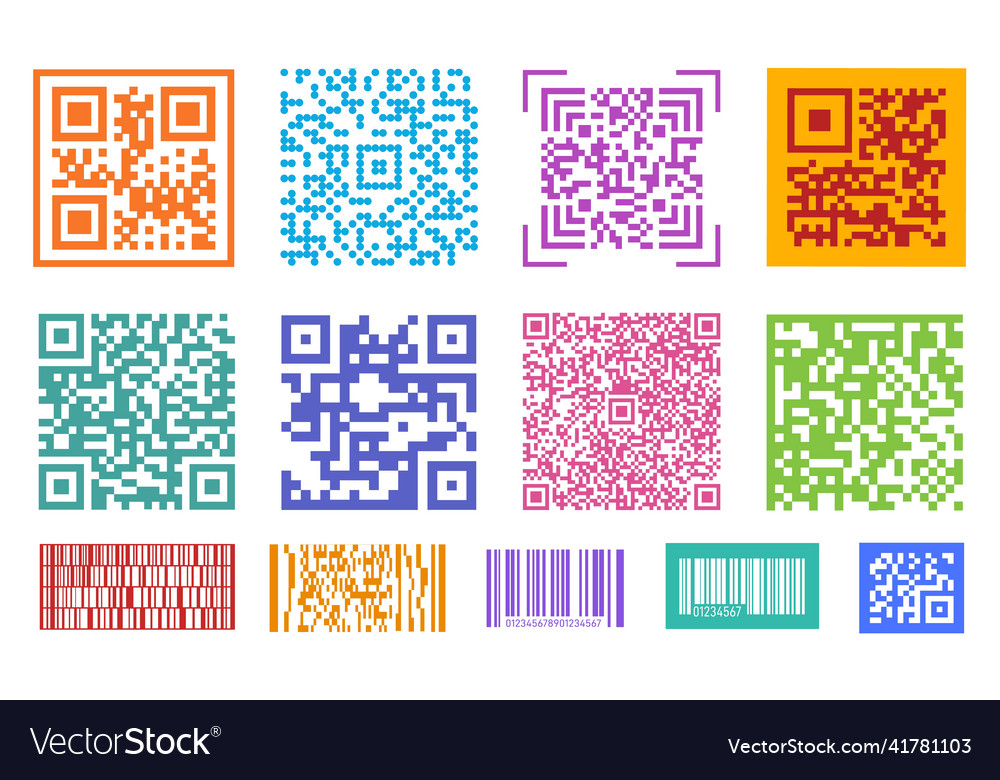 Qr codes barcode coding digital elements Vector Image