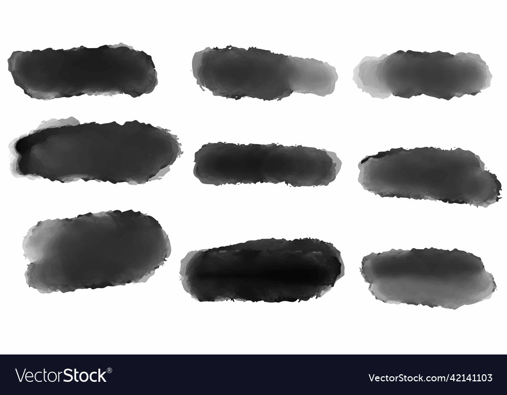 Set of black brush paint ink strokes Royalty Free Vector