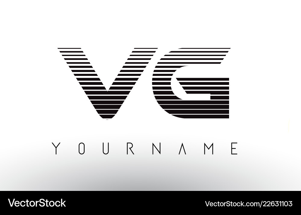 Vg black and white horizontal stripes letter logo Vector Image