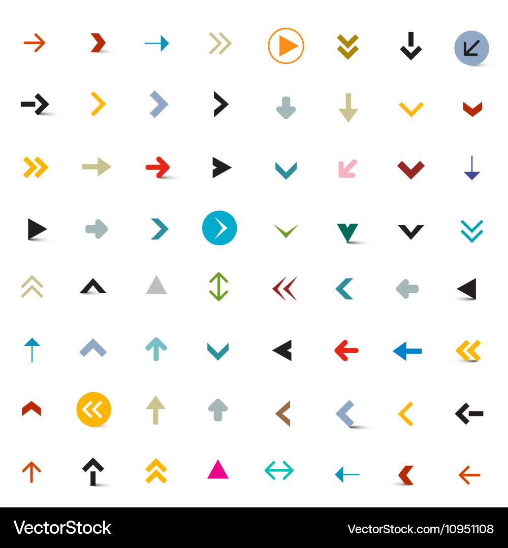 Arrows colorful arrow set isolated on white Vector Image
