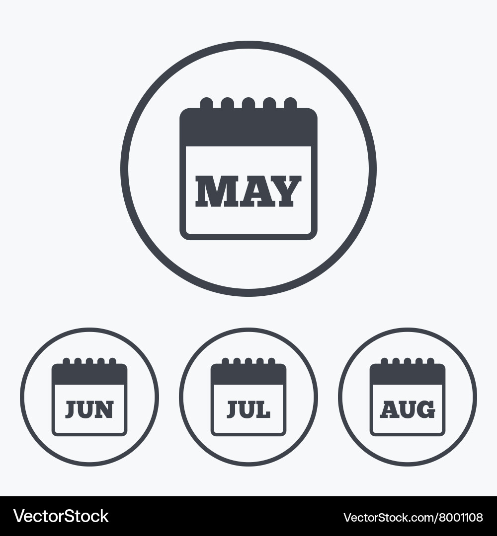 Calendar may june july and august Royalty Free Vector Image