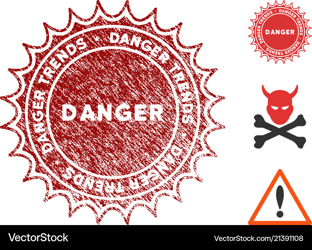 Danger trends stamp with grunge style Royalty Free Vector