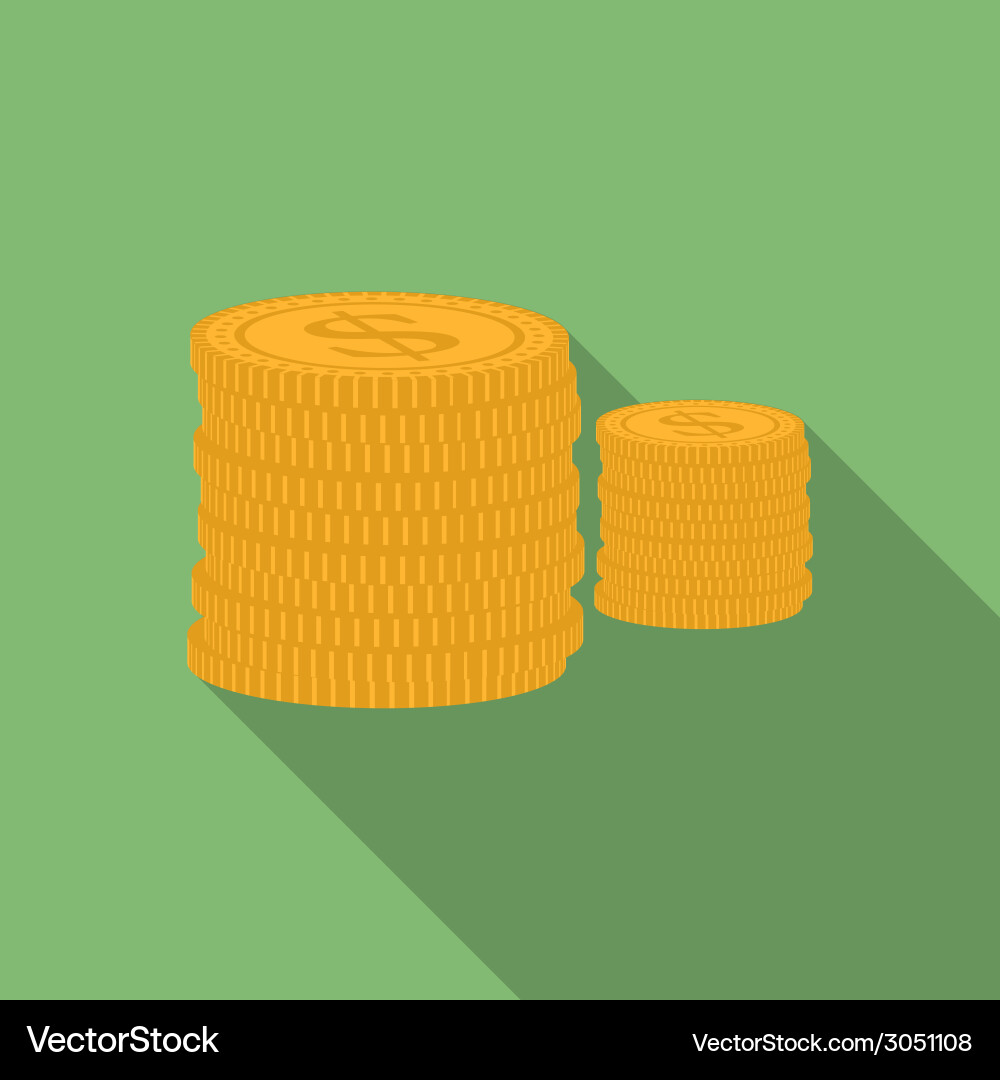 Dollar coin icon modern flat style with a long Vector Image