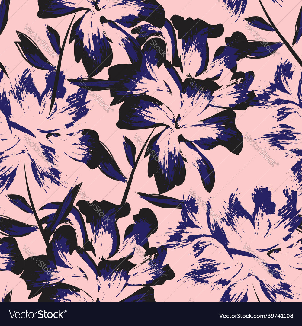 Floral brush strokes seamless pattern background Vector Image
