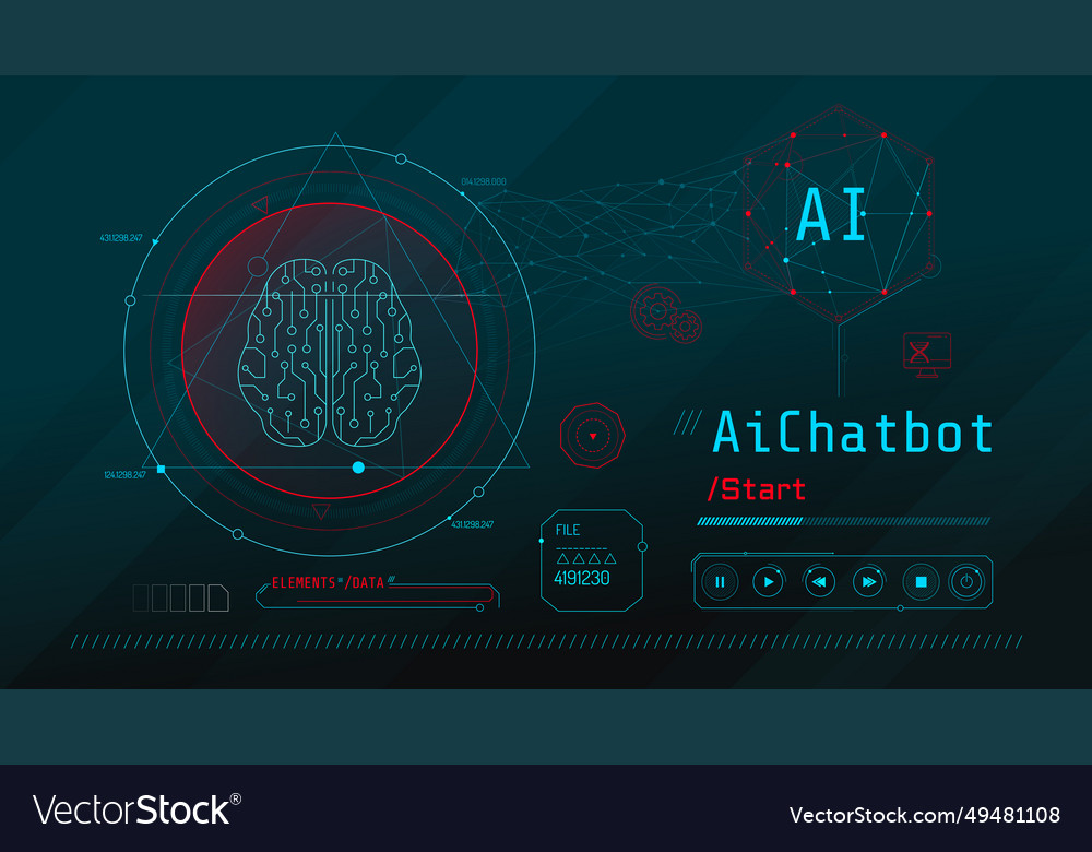 Futuristic interface for brain research with data Vector Image
