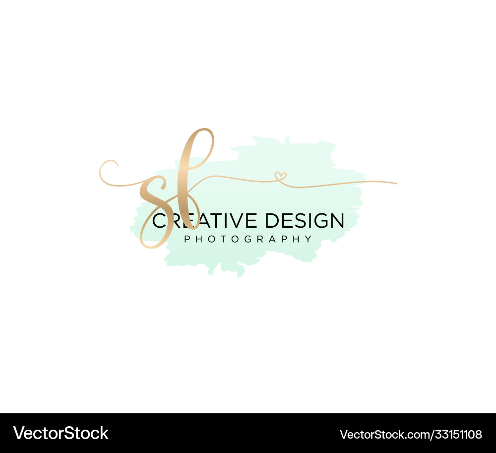 Initial sf handwriting logo with brush template Vector Image