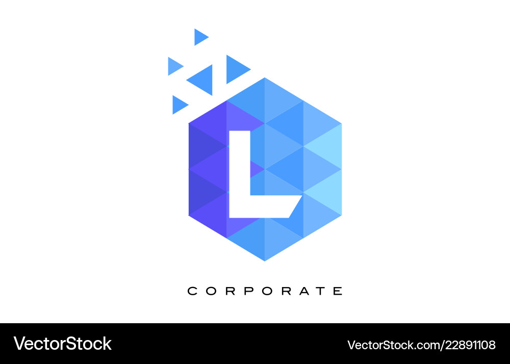 L blue hexagonal letter logo design with mosaic Vector Image