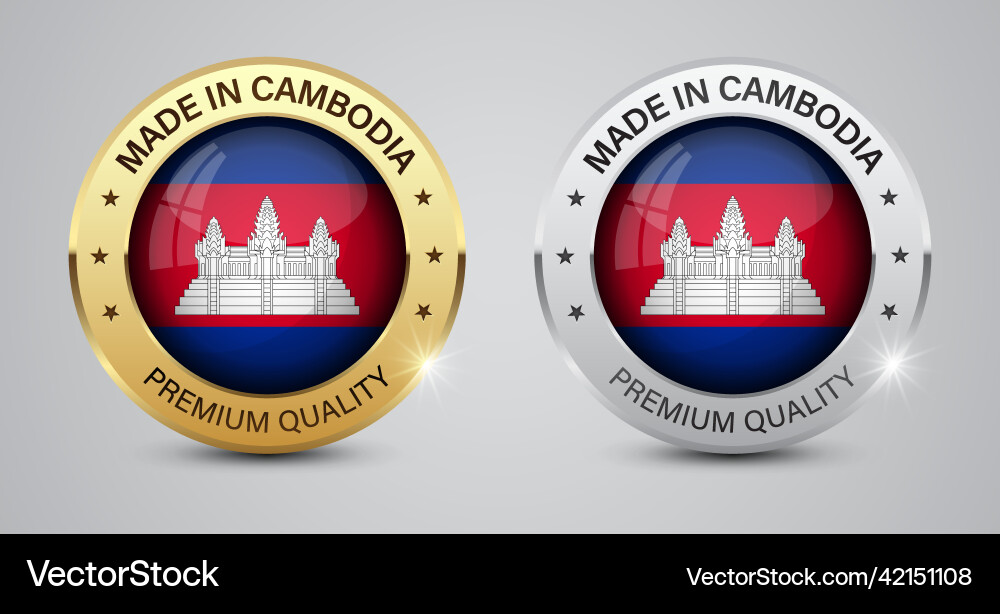 Made in cambodia graphics and labels set Vector Image