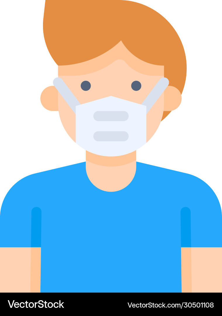 Man wearing a surgical mask flat style icon Vector Image