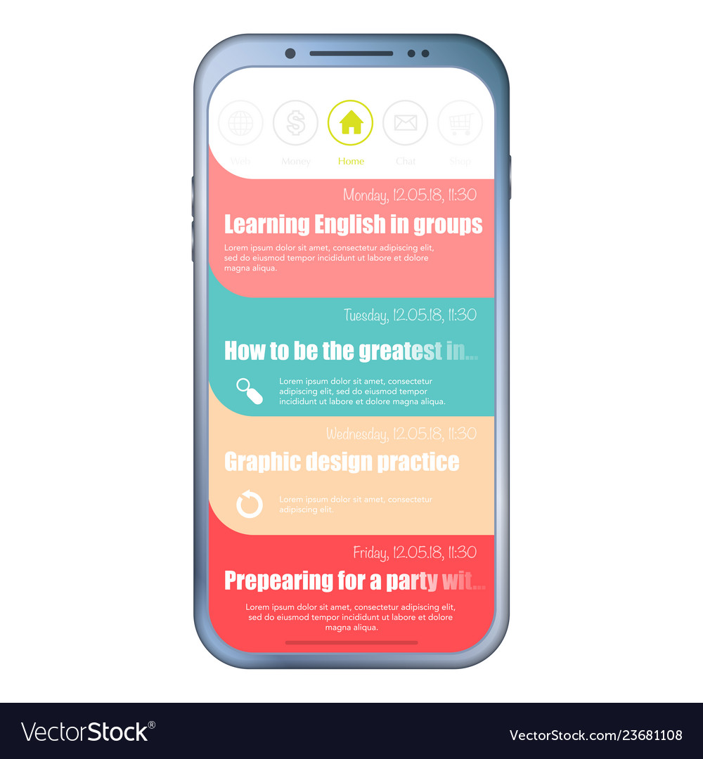 Mobile application interface phone Royalty Free Vector Image