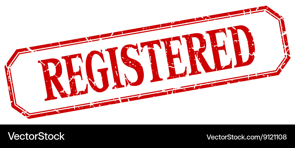 Registered square red grunge vintage isolated Vector Image