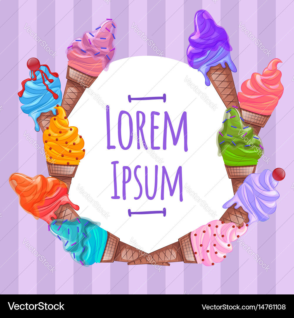 Round frame with ice cream cones and a place Vector Image