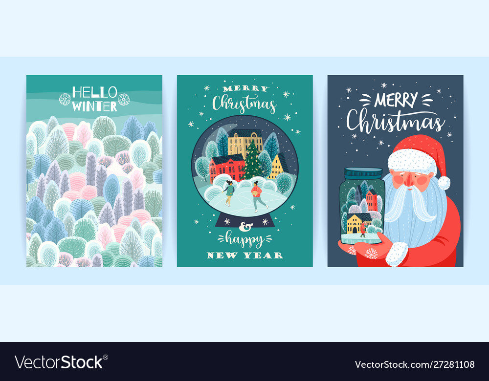 Set christmas and happy new year Royalty Free Vector Image