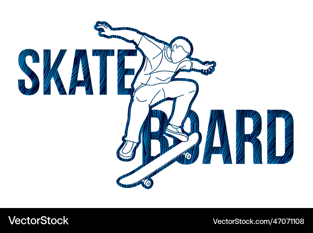 Skateboard text font design cartoon graphic Vector Image