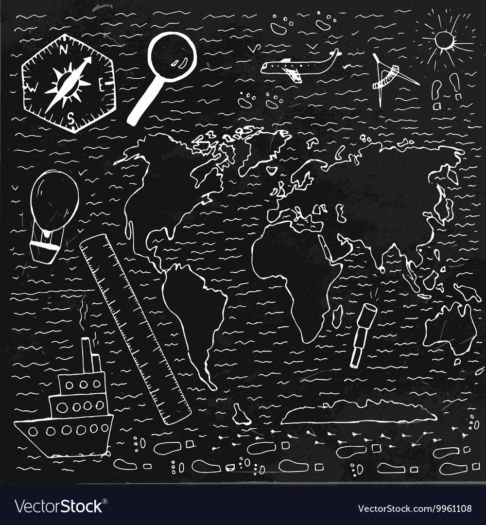 World hand drawn map Royalty Free Vector Image