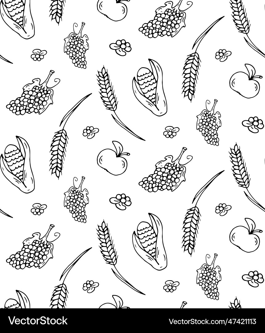 Black seamless pattern with autumnfruit Royalty Free Vector
