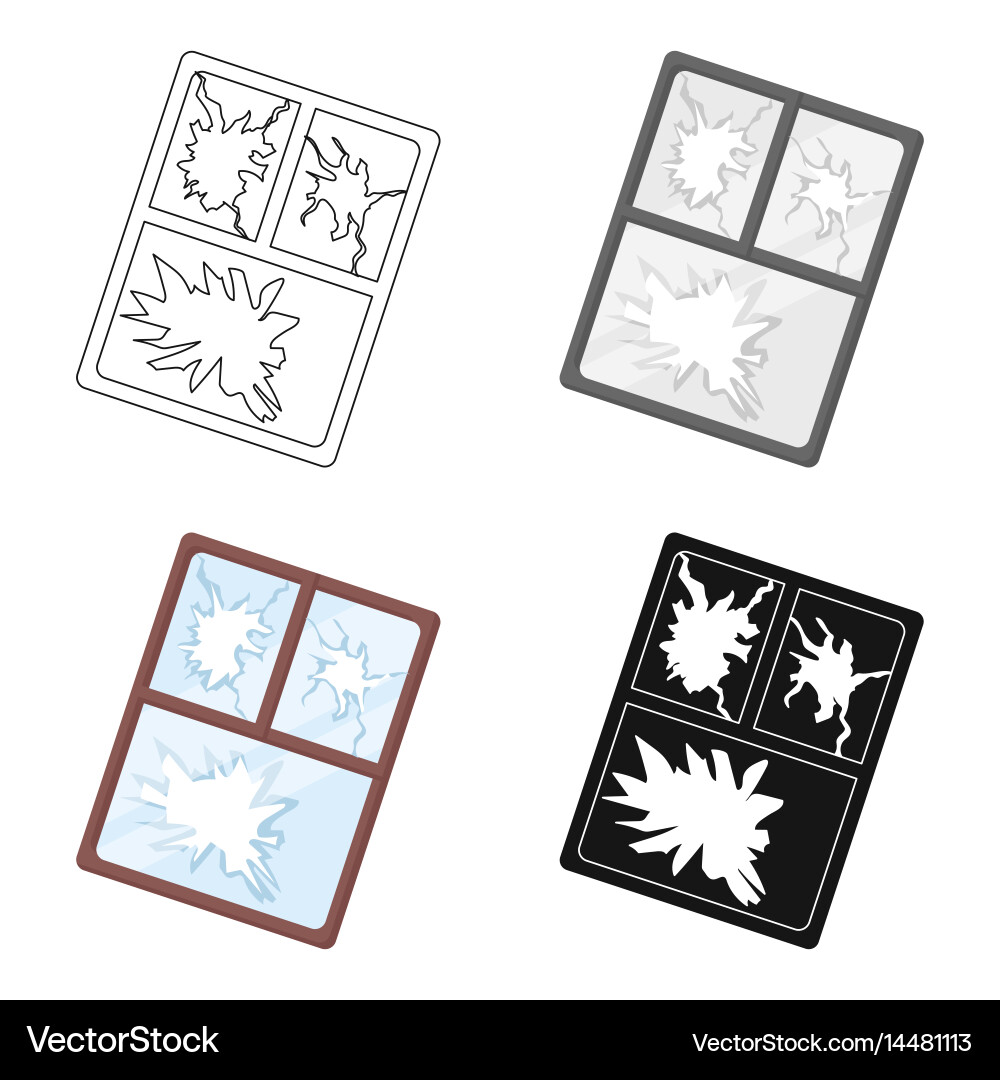 Broken window icon in cartoon style isolated on Vector Image