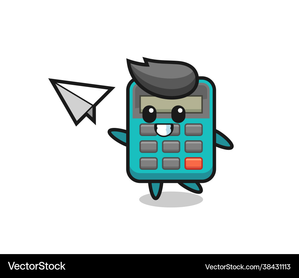 Calculator cartoon character throwing paper Vector Image