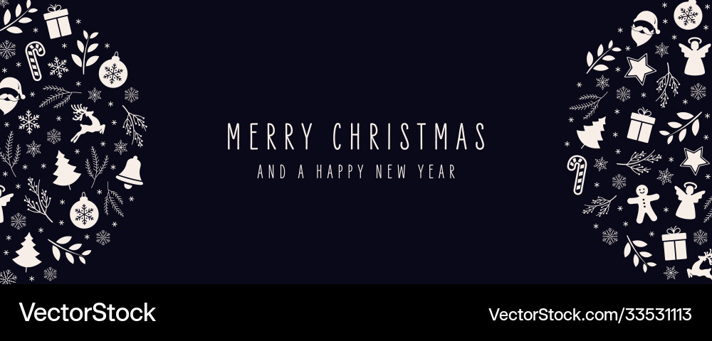 Christmas icons elements decoration greeting card Vector Image