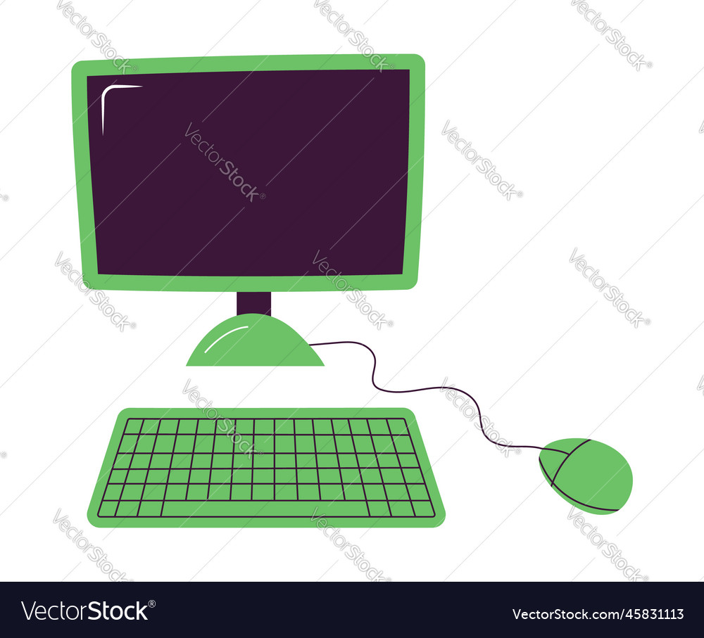 Computer monitor with keyboard and mouse Vector Image