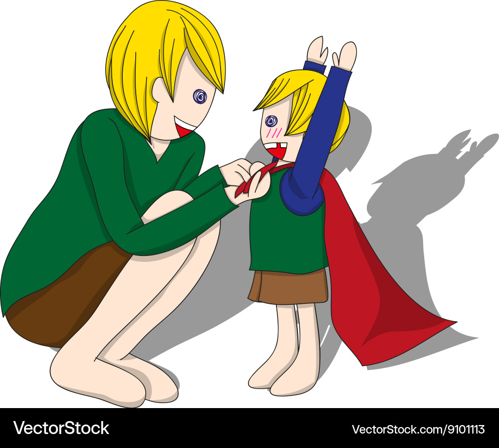 Father and Son Dressing to be Hero Royalty Free Vector Image