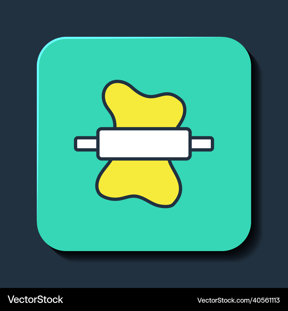 Filled outline rolling pin on dough icon isolated Vector Image