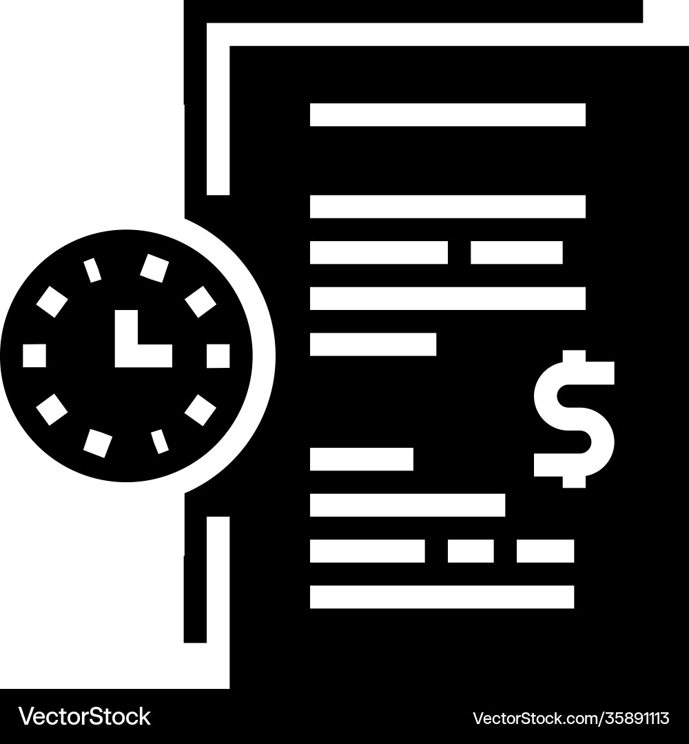 Forfeit for time late agreement glyph icon Vector Image