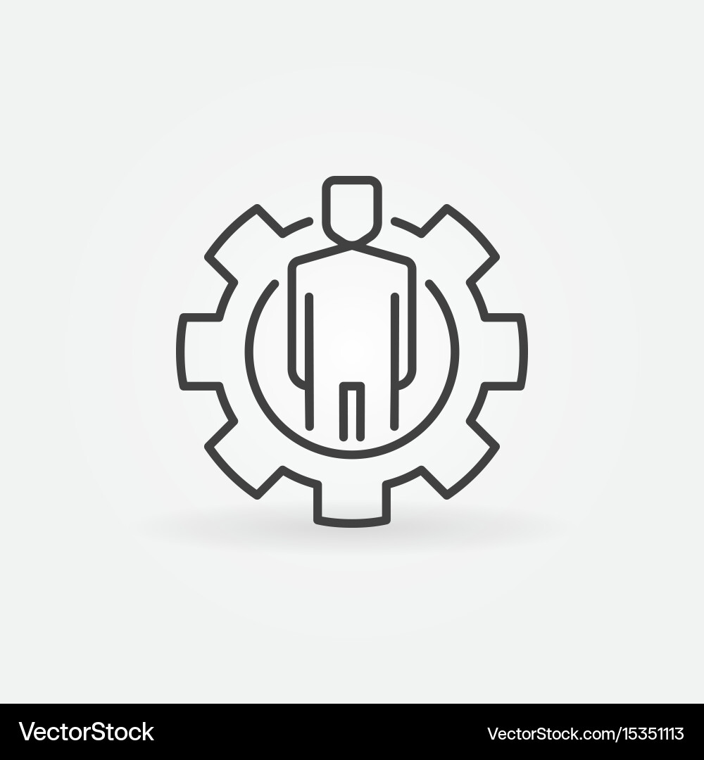Man in gear outline icon Royalty Free Vector Image