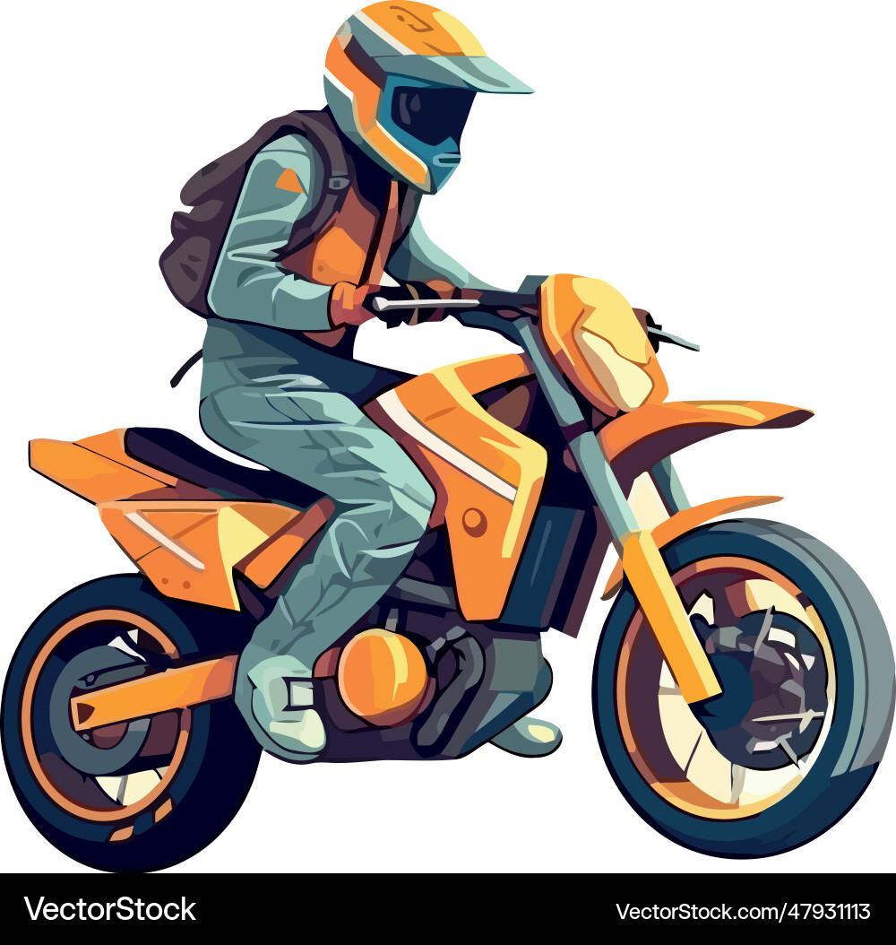 Man riding motorcycles in extreme competition Vector Image
