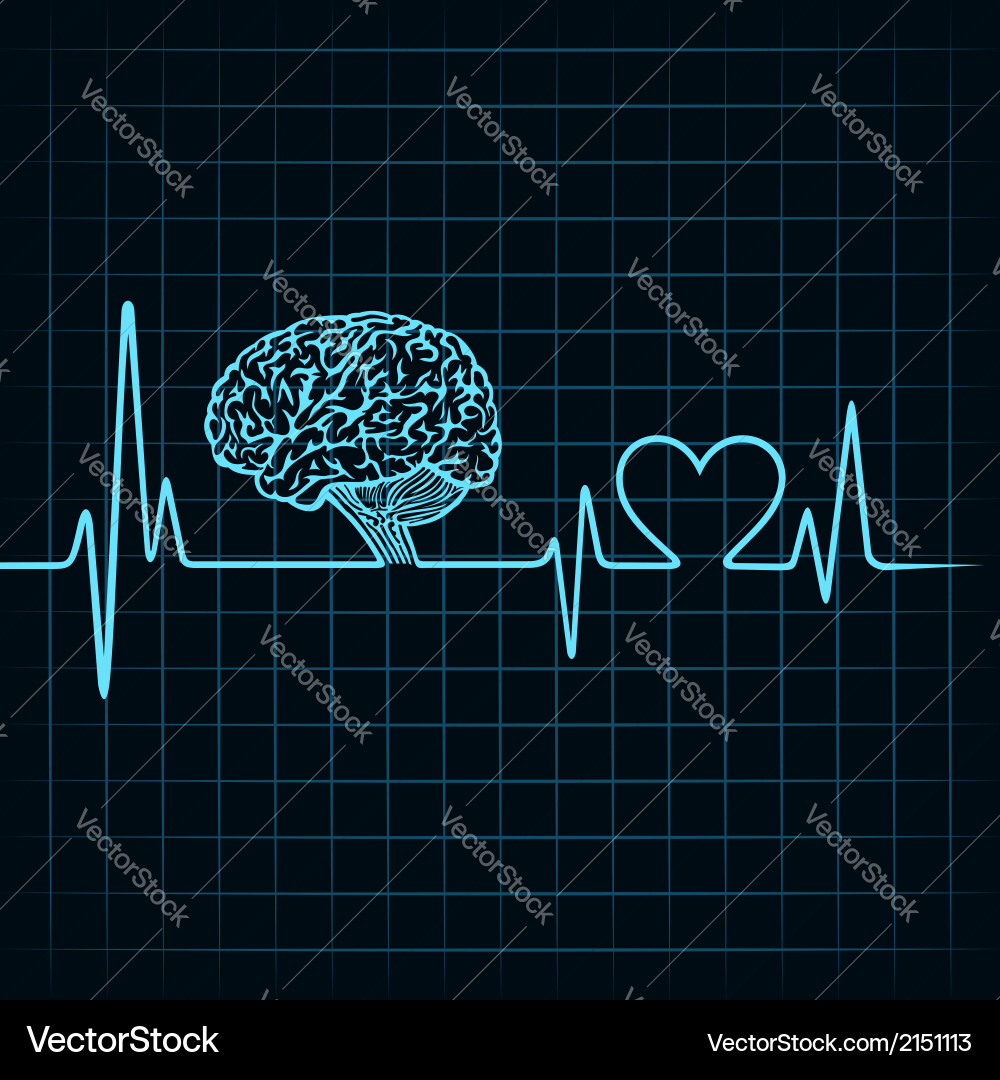 Medical technology concept heartbeat make a brain Vector Image