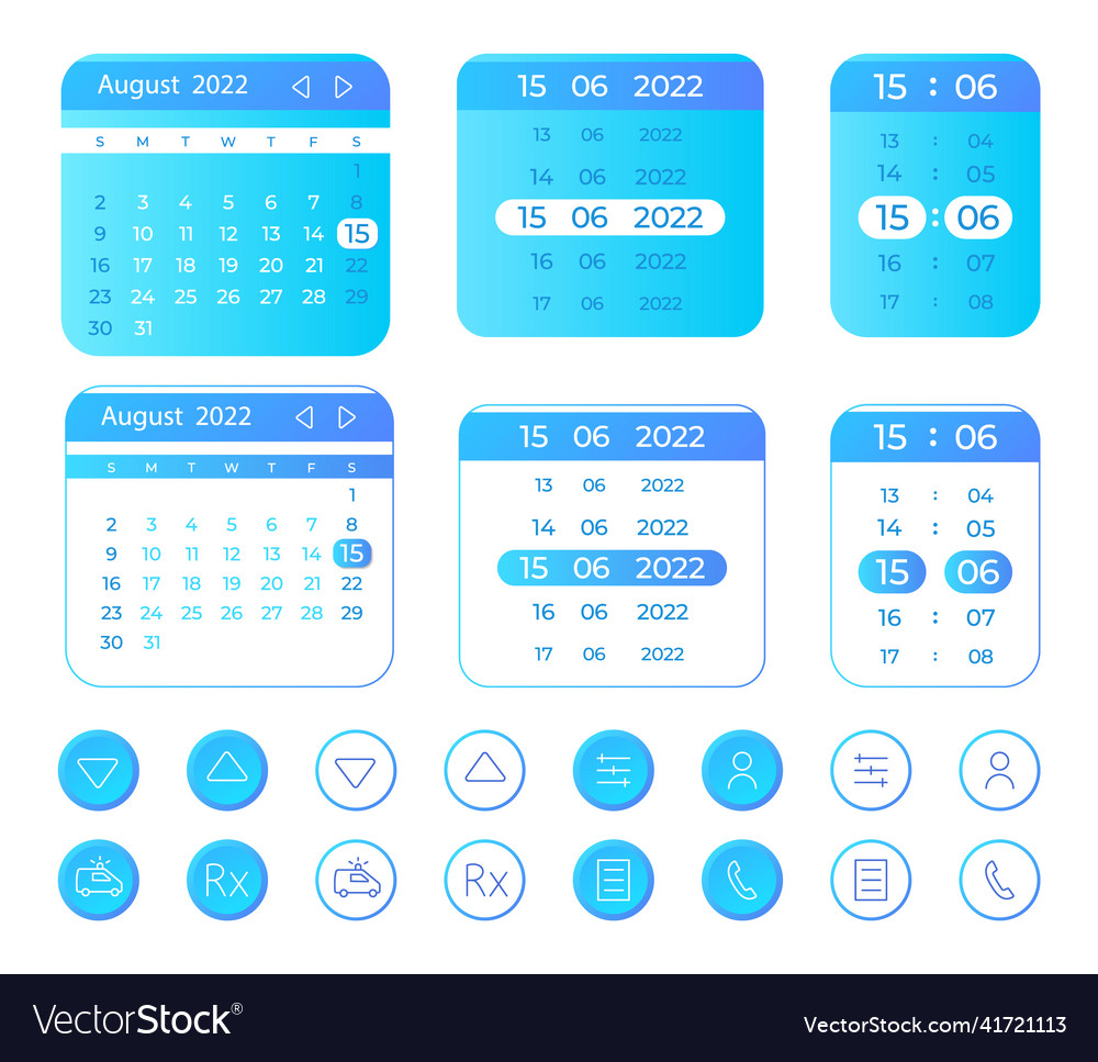 Online Medicine Calendar Ui Elements Kit Vector Image