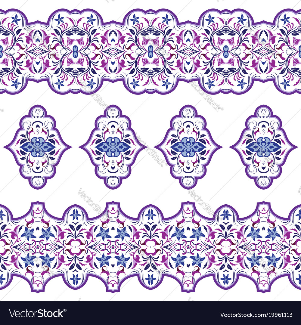 Seamless arabic patterns for border Royalty Free Vector