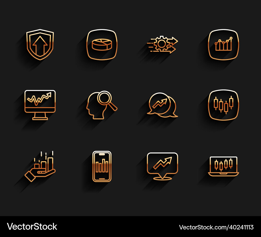 Set line financial growth mobile with graph Vector Image