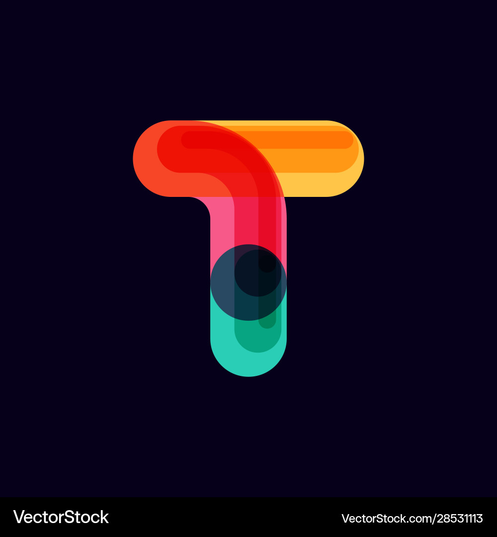 T letter vivid logo with overlapping lines Vector Image
