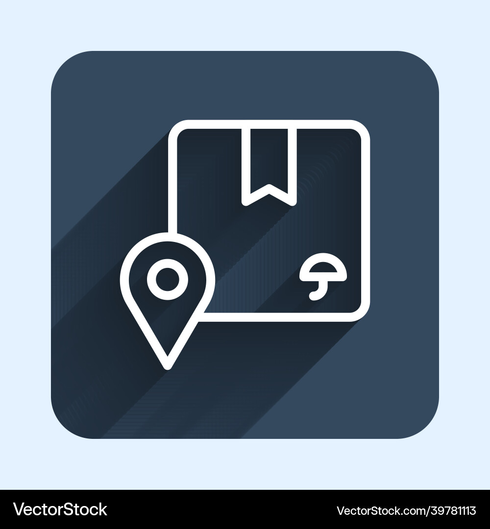White line location with cardboard box icon Vector Image