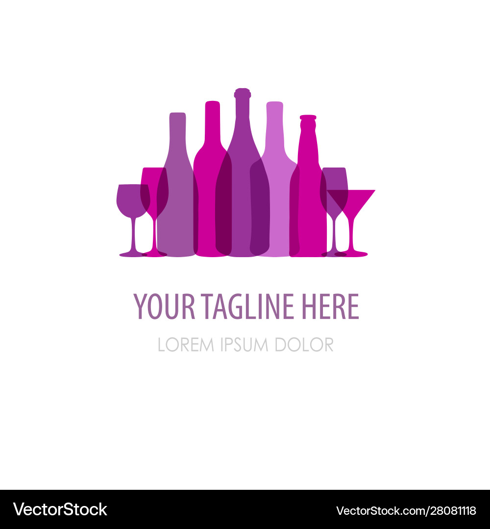 Abstract colorful logo design template wine Vector Image