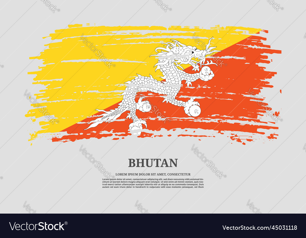 Bhutan flag with brush stroke effect Royalty Free Vector