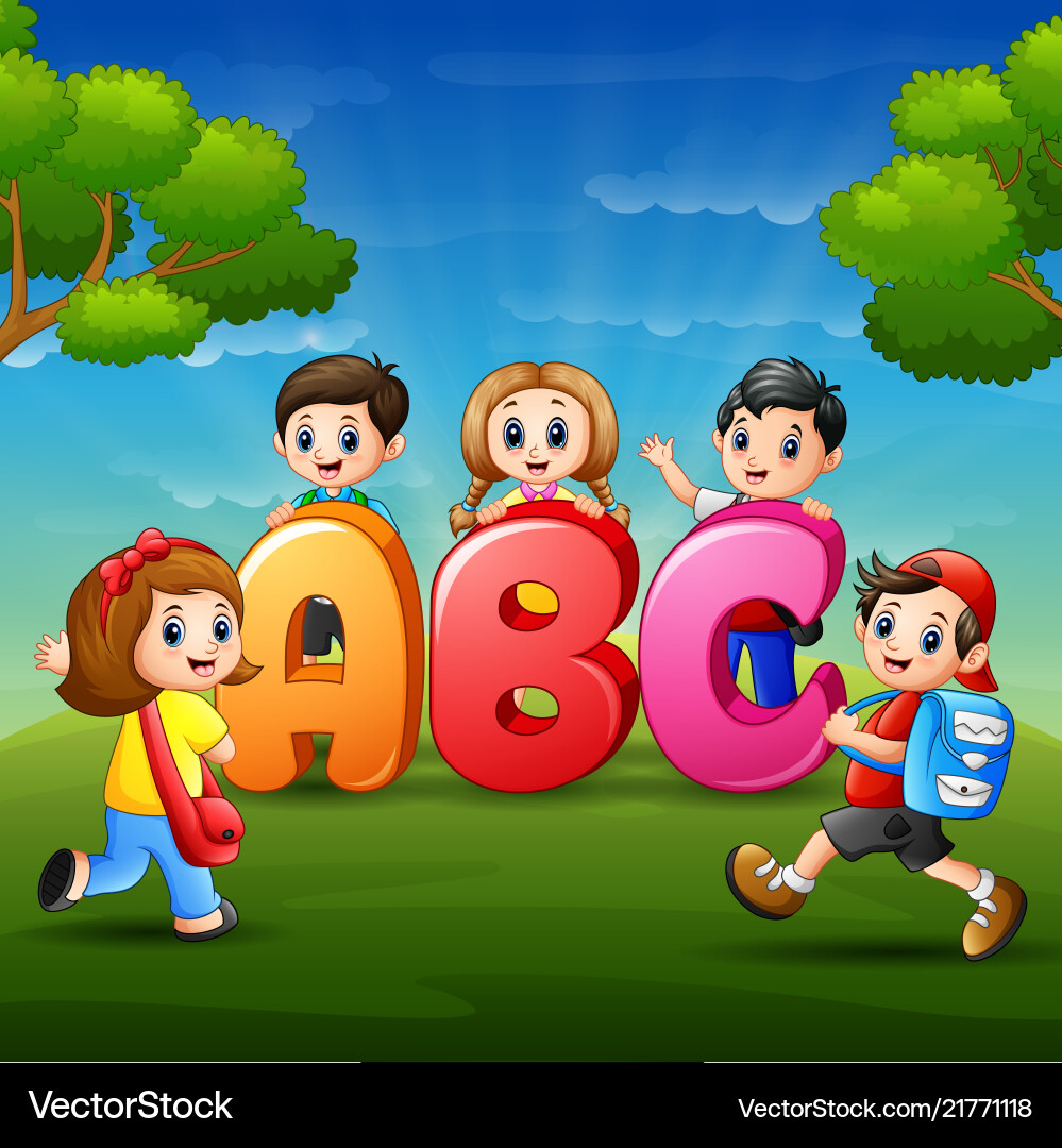 Children are learn alfabet Royalty Free Vector Image