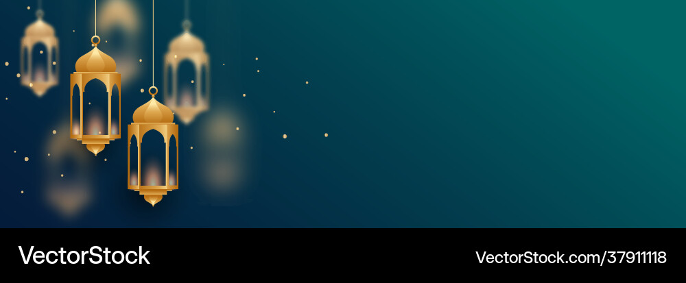 Decorative islamic lamps banner with text space Vector Image