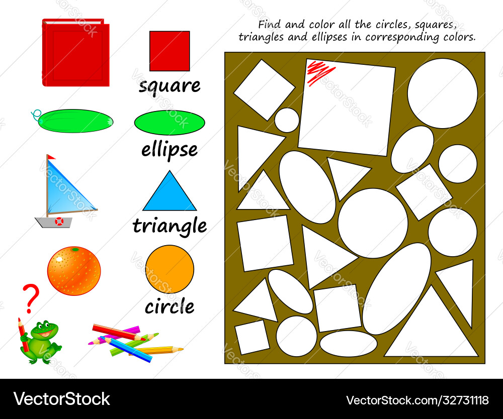 Educational page for kids to study geometrical Vector Image