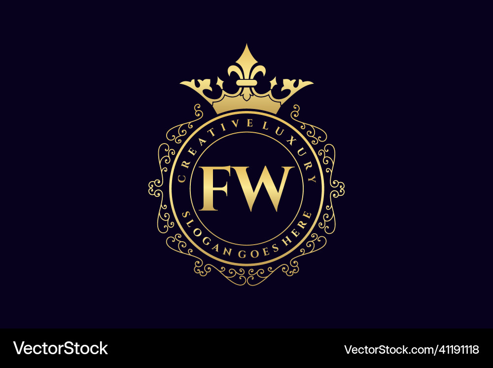 Fw initial letter luxury calligraphic feminine Vector Image