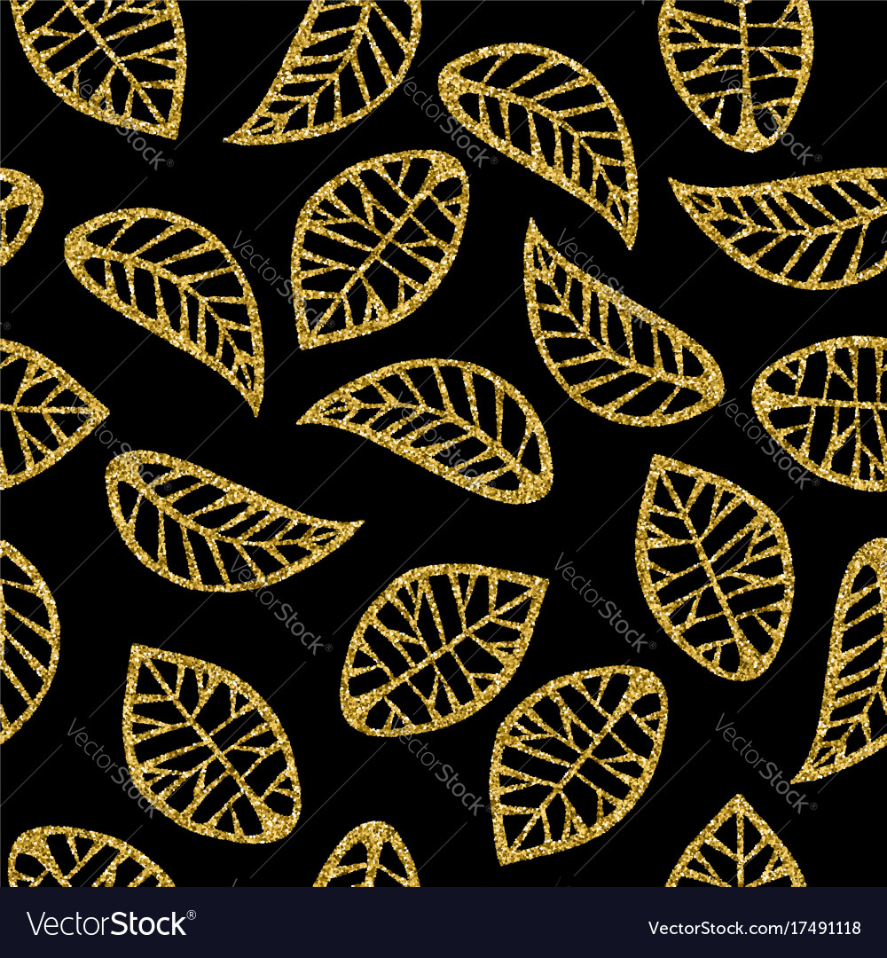 Gold glitter maple tree leaf seamless pattern Vector Image
