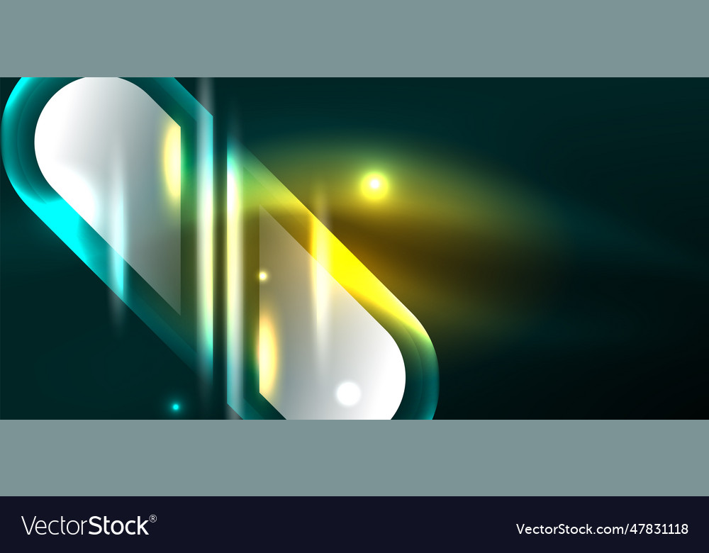 Neon glowing geometric shapes abstract Royalty Free Vector
