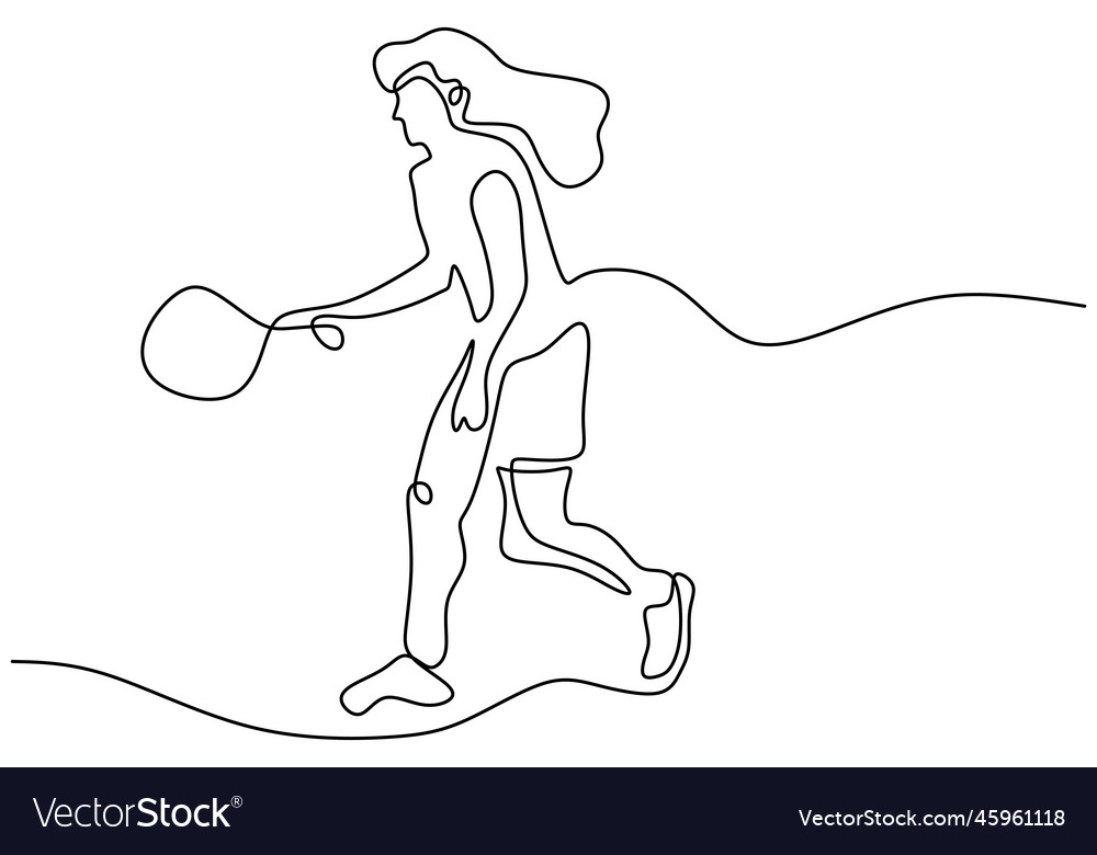One single line drawing young energetic woman Vector Image