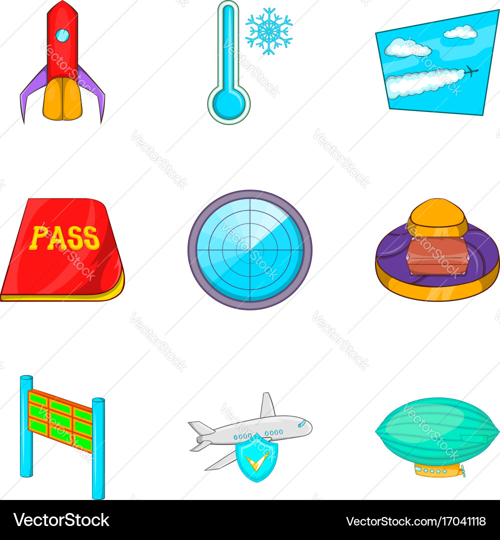 Passageway icons set cartoon style Royalty Free Vector Image