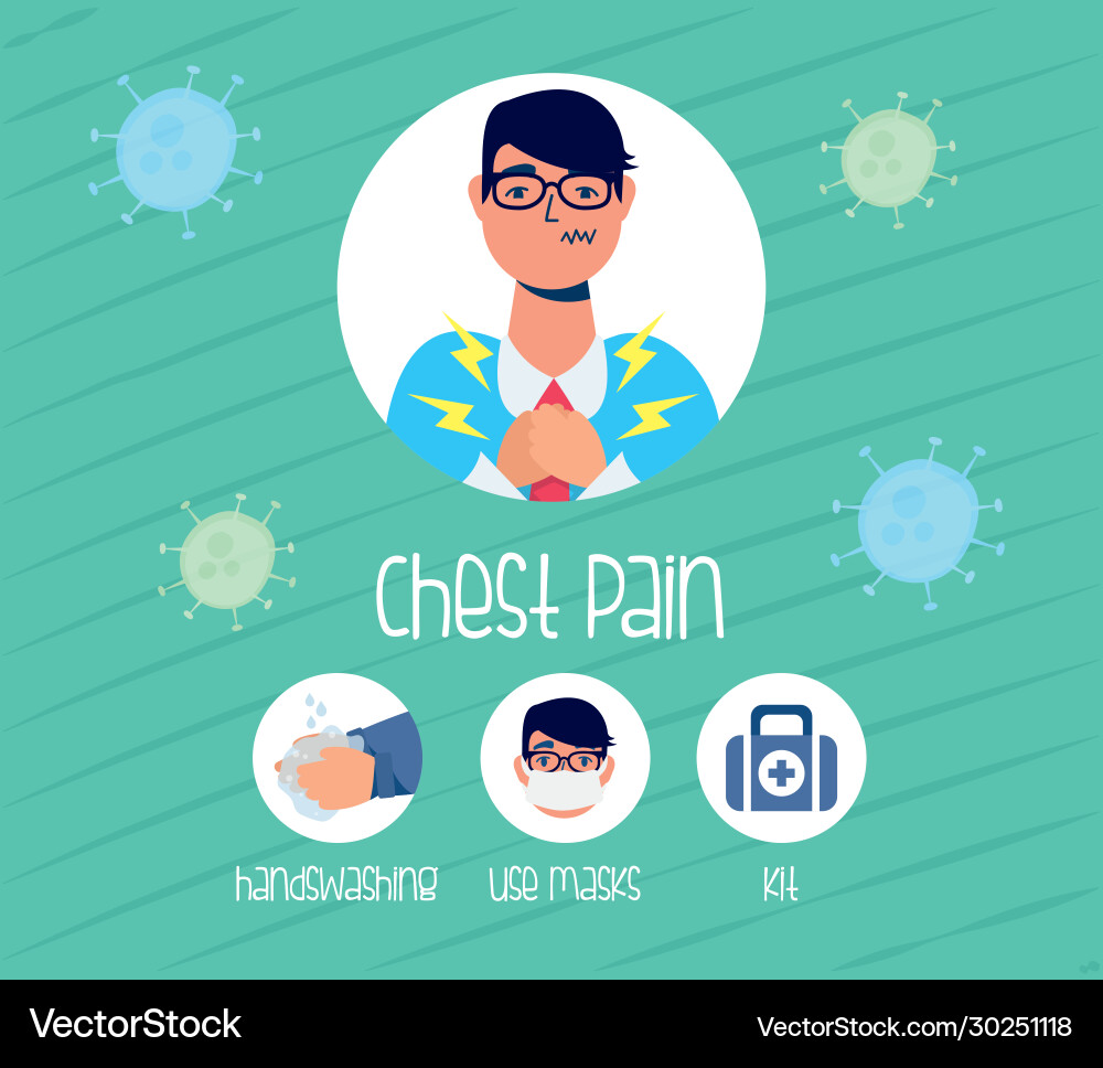 Patient with chest pain and prevention methods Vector Image